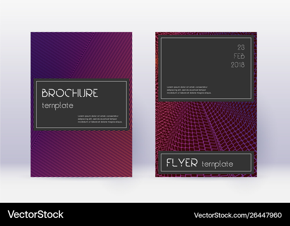 Black cover design template set violet abstract l Vector Image