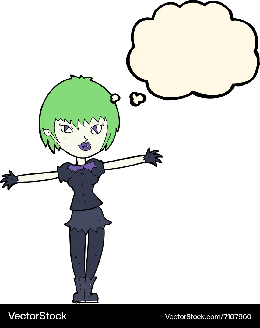 Cartoon vampire girl with thought bubble Vector Image