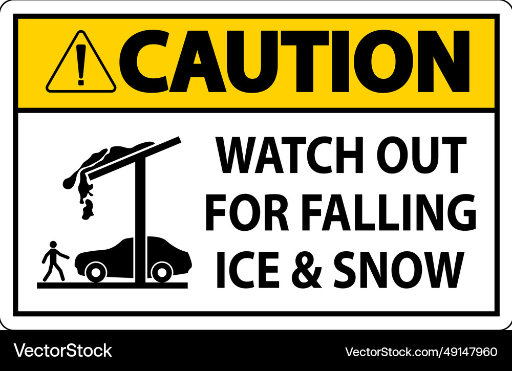 Caution sign watch out for falling ice and snow Vector Image