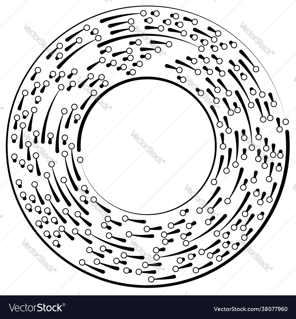 Circular radial lines with nodes points Royalty Free Vector