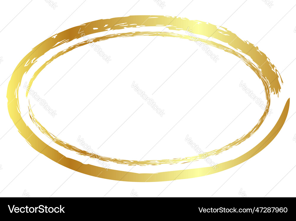 Gold golden simple double line oval frame from Vector Image