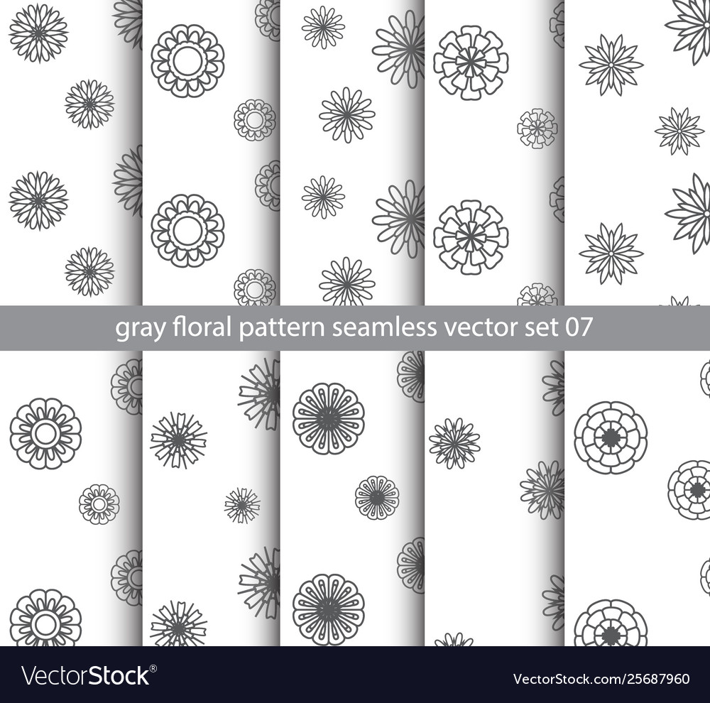 Gray floral pattern seamless set for fabric Vector Image