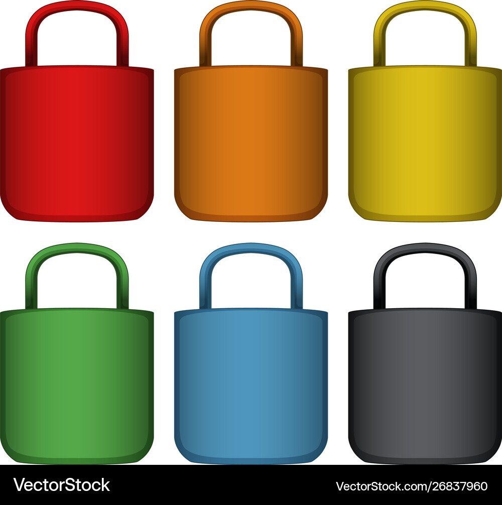 Handbags in six different colors Royalty Free Vector Image