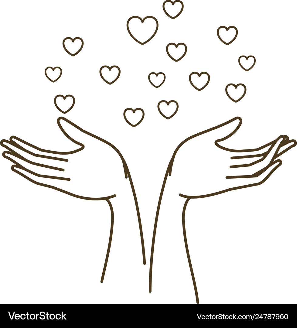 Hands receiving heart avatar character Royalty Free Vector
