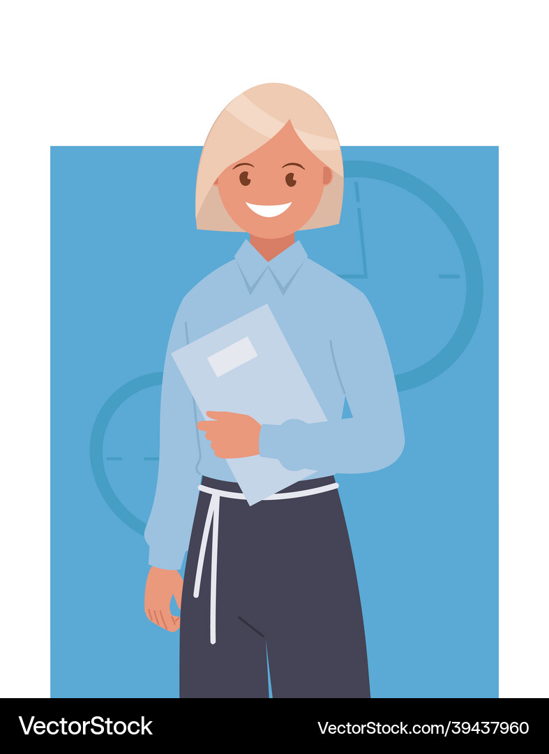 Happy girl with a notebook Royalty Free Vector Image