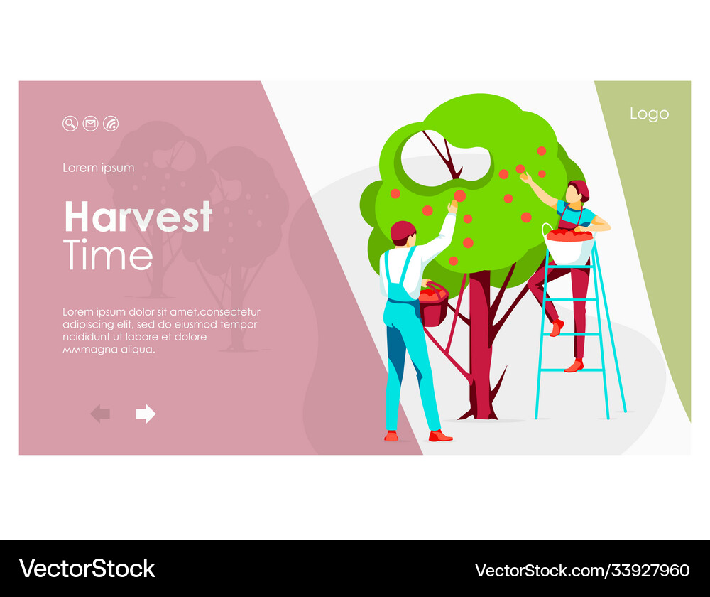 Harvest time landing page Royalty Free Vector Image