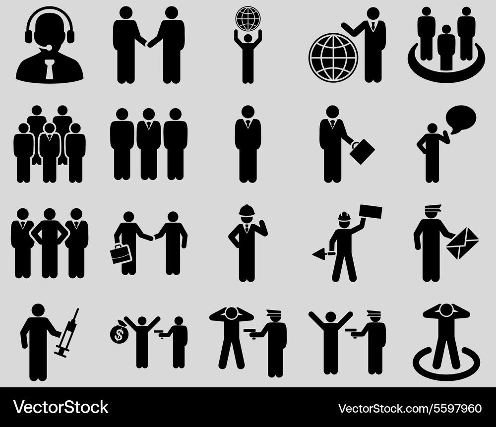 Management and people occupation icon set Vector Image