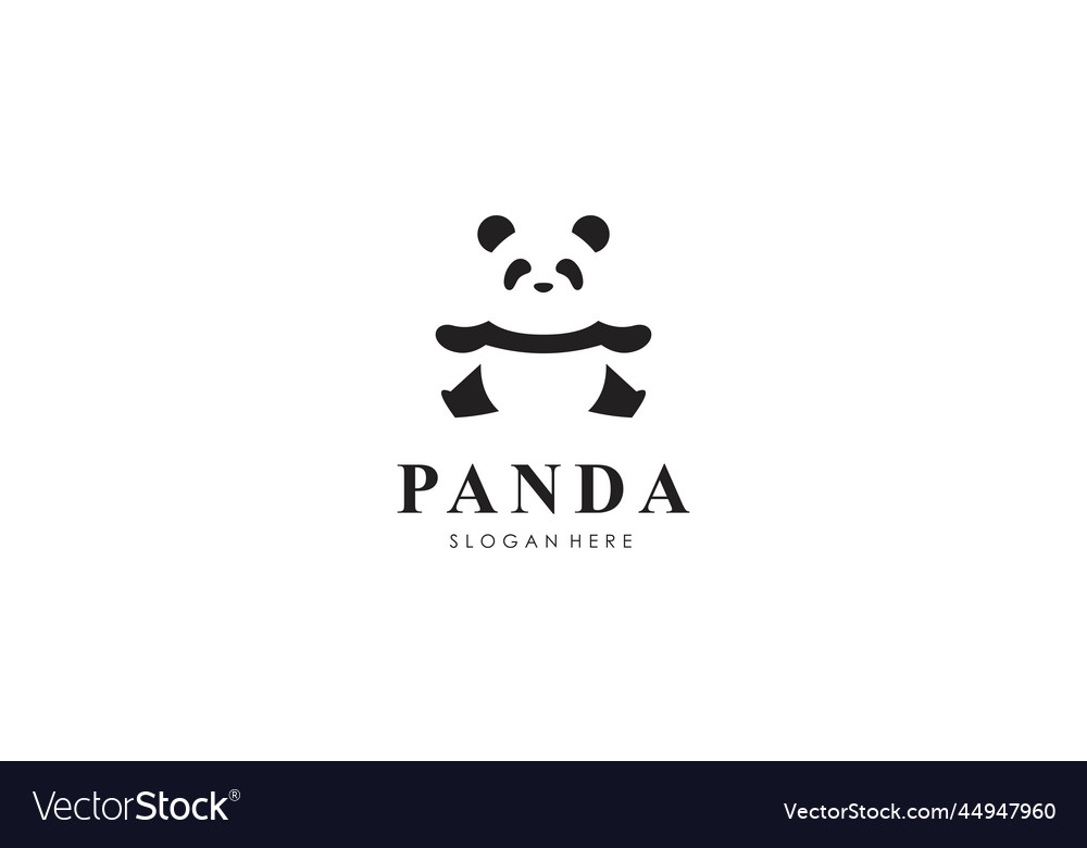 Panda bear silhouette logo design template Vector Image