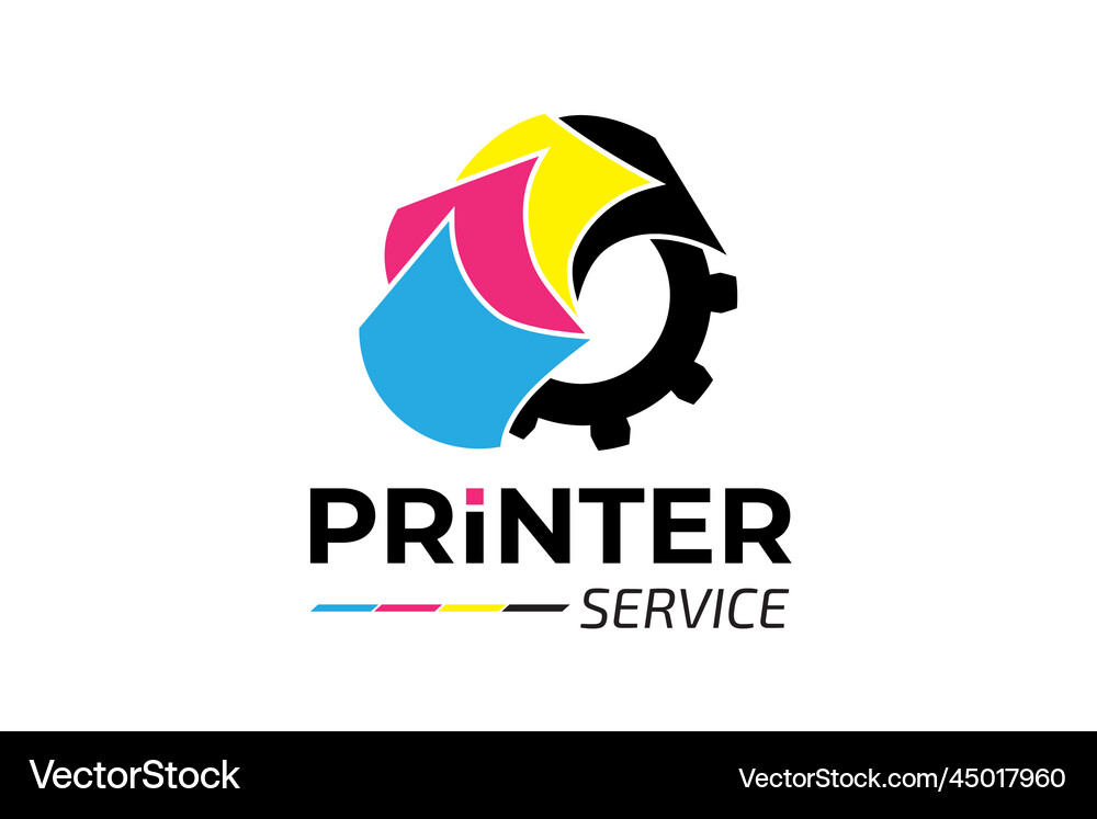 Printer service logo design in cmyk colors Vector Image