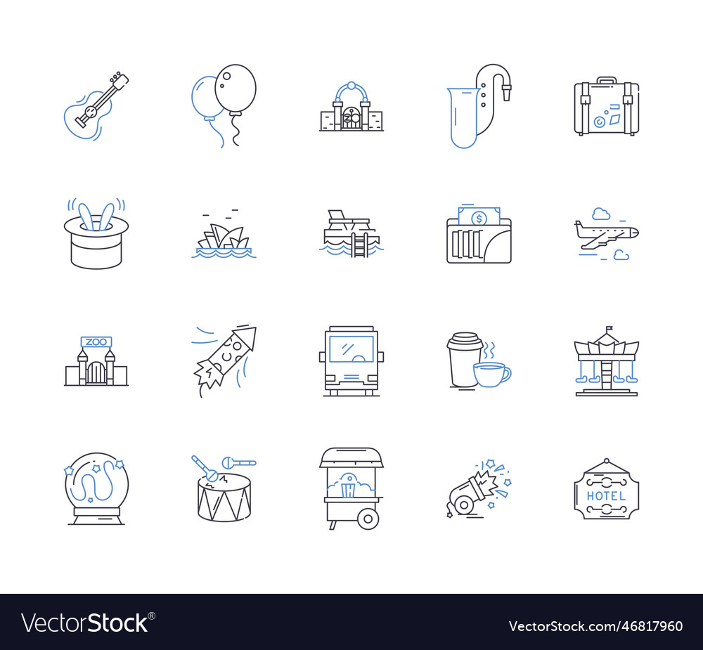 Roaming vagabonds line icons collection nomads Vector Image Roaming vagabonds line icons collection nomads Vector Image