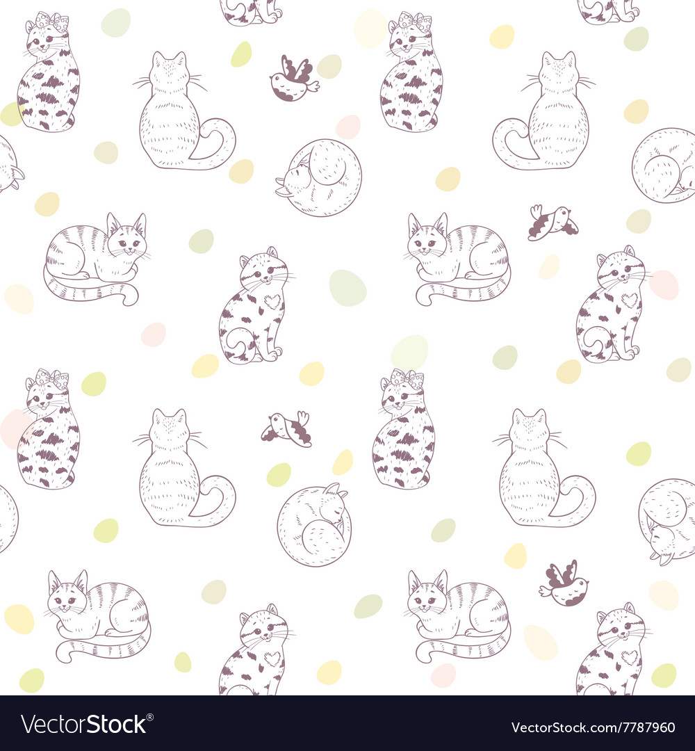 Seamless pattern cats Royalty Free Vector Image