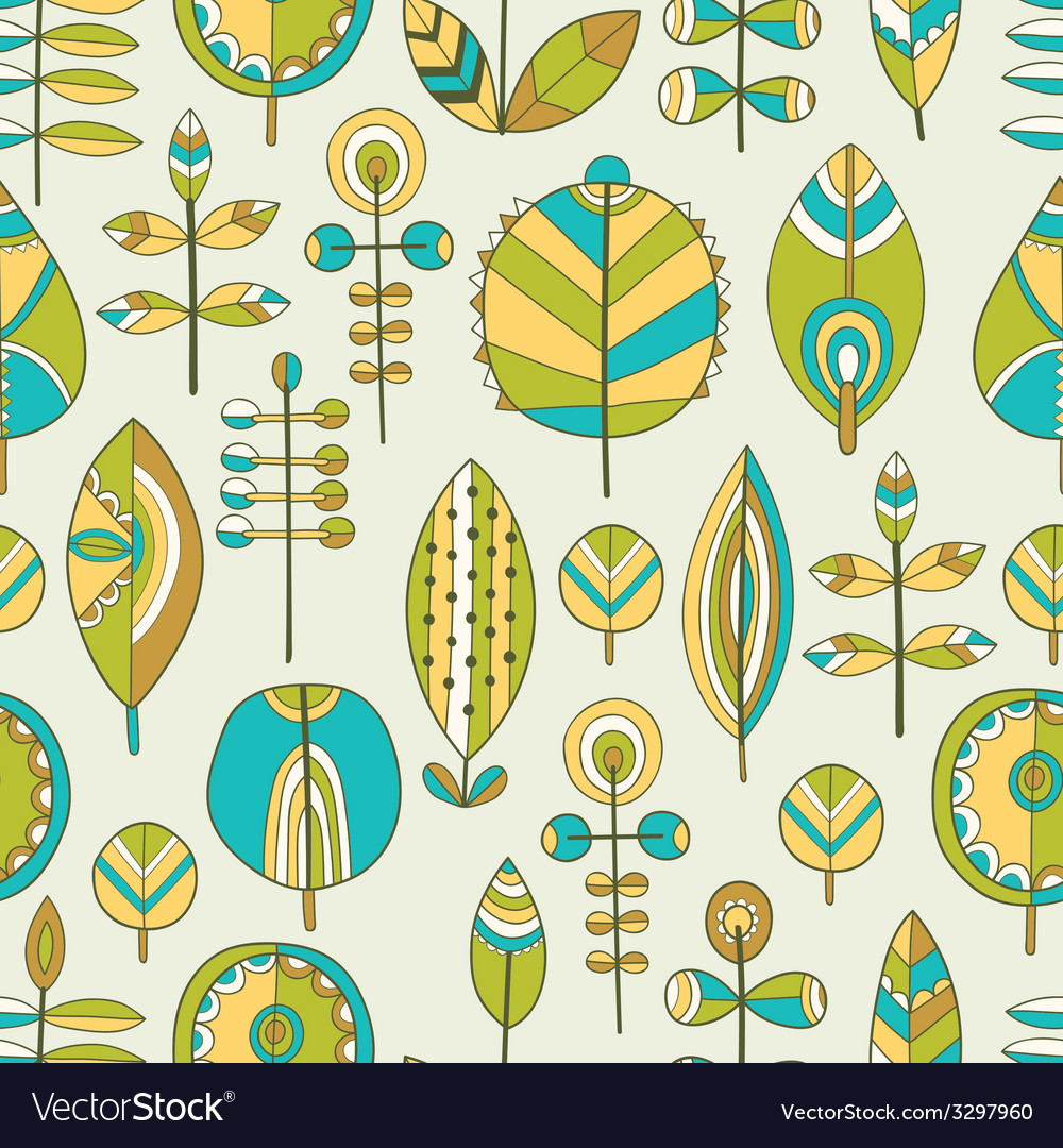 Seamless pattern hand drawn leaves Royalty Free Vector Image Seamless pattern hand drawn leaves Royalty Free Vector Image