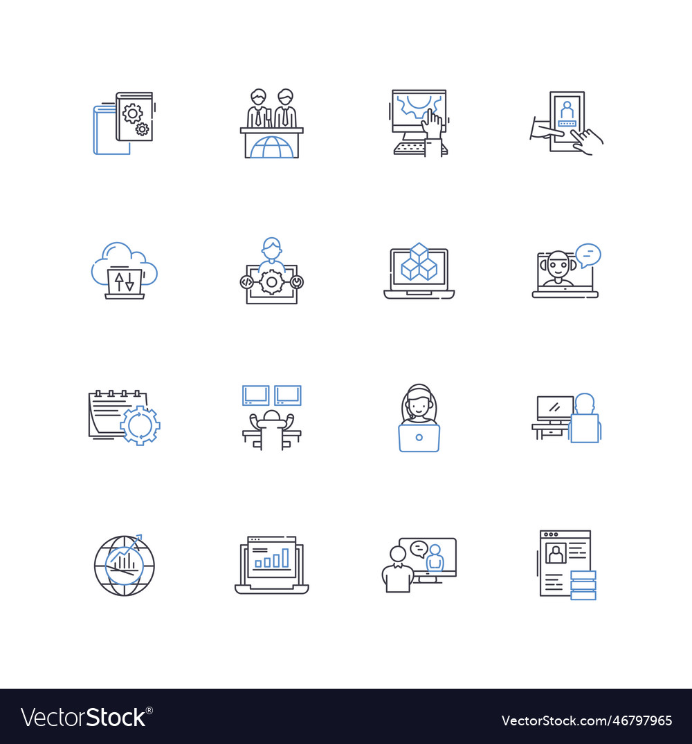 Agile-focused line icons collection scrum Vector Image Agile-focused line icons collection scrum Vector Image