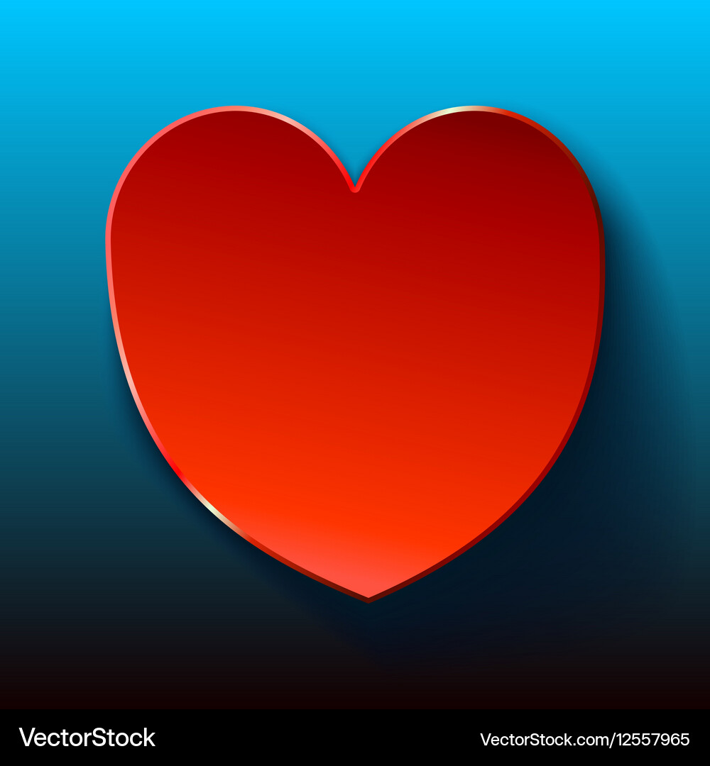 Blue card for valentines red heart Royalty Free Vector Image