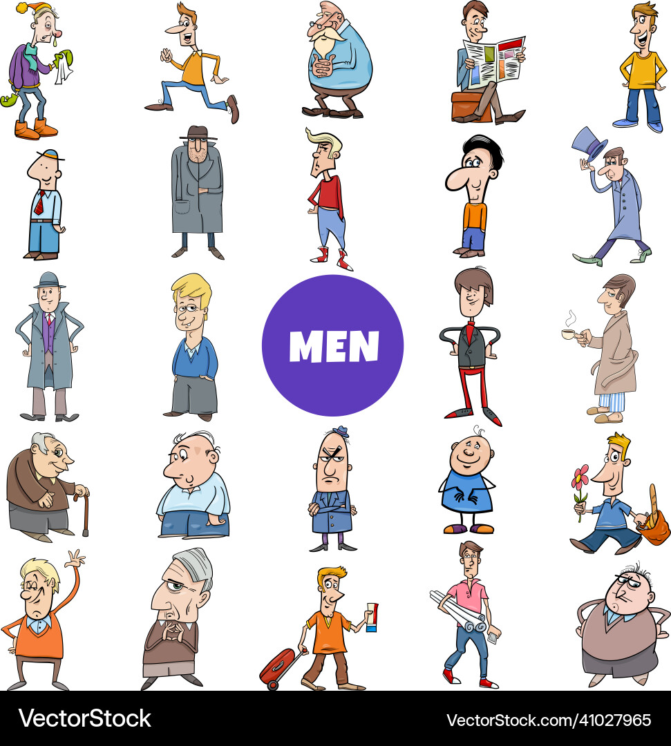 Cartoon man characters big collection Royalty Free Vector