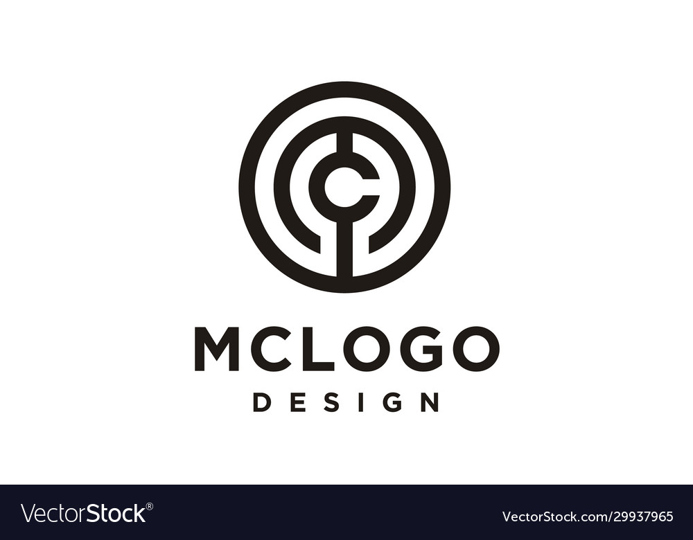 Cm rounded initials monogram circular logo Vector Image