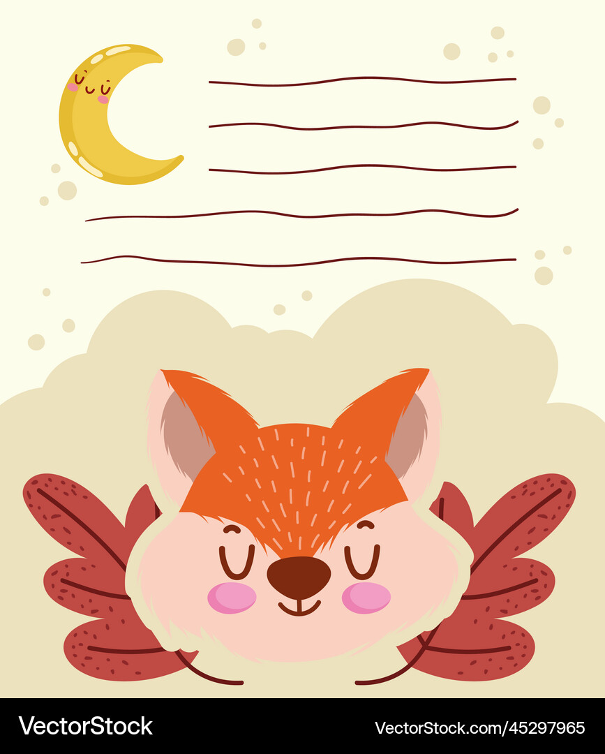 Cute paper note fox Royalty Free Vector Image - VectorStock
