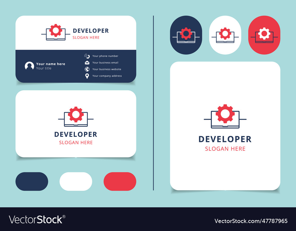 Developer logo design with editable slogan Vector Image