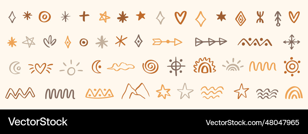 Ethnic aztec shapes set native american doodles Vector Image