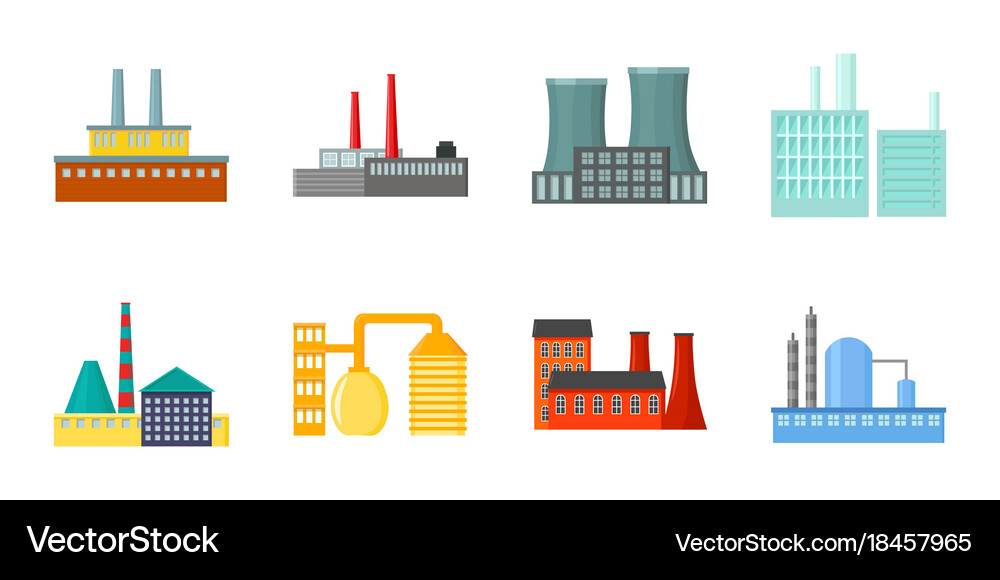 Factory and facilities icons in set collection Vector Image
