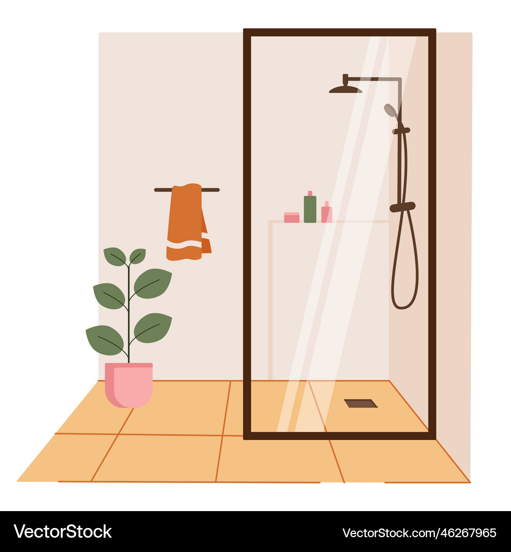 Glass shower cabin bathroom interior design Vector Image