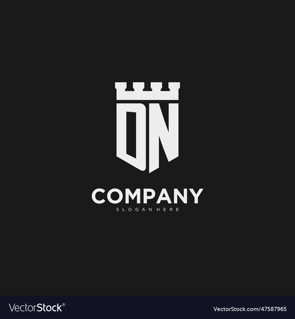 Initials dn logo monogram with shield Royalty Free Vector