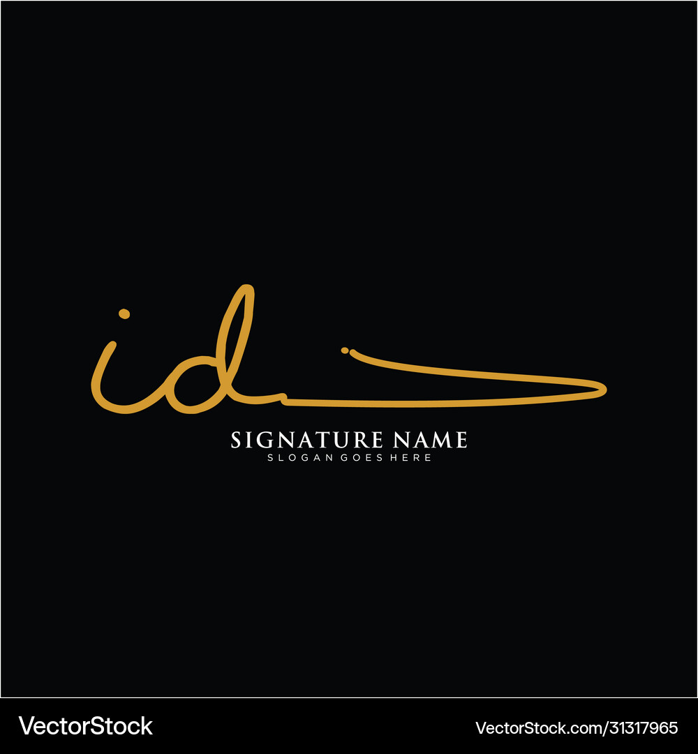 Letter id signature logo template Royalty Free Vector Image