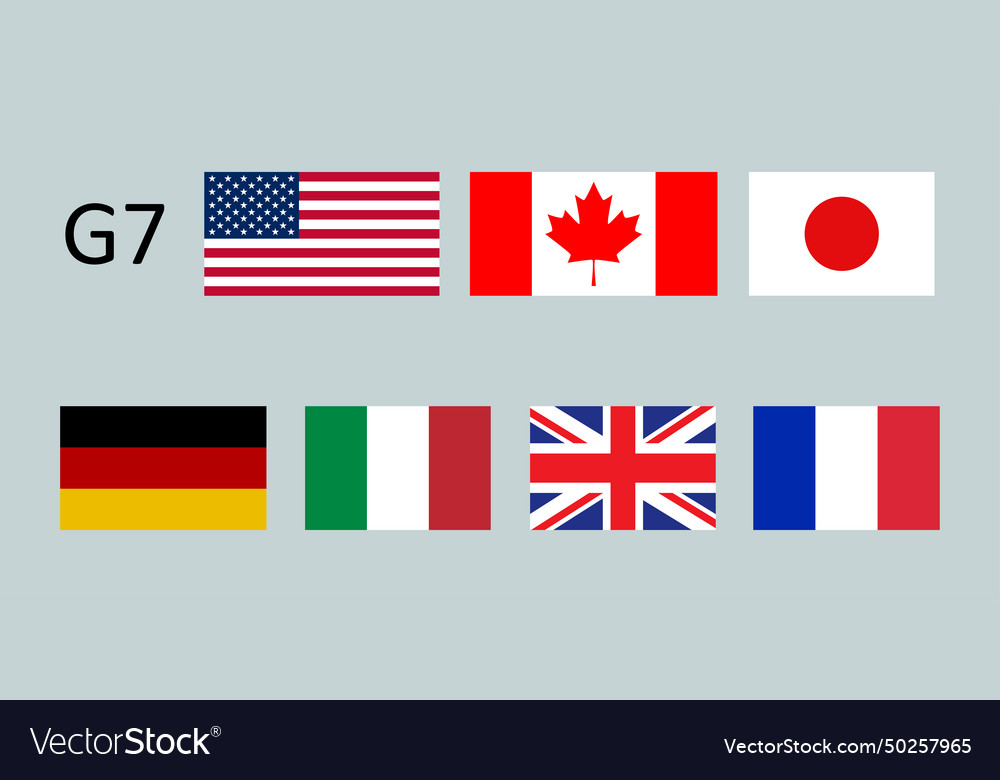 National flag g7 icon set the group of seven Vector Image