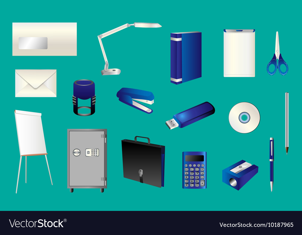 Office items Royalty Free Vector Image - VectorStock