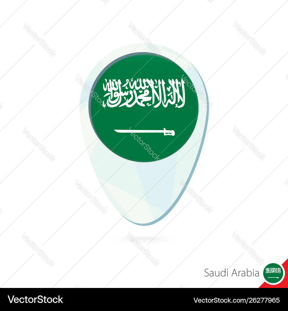 Saudi arabia flag location map pin icon on white Vector Image
