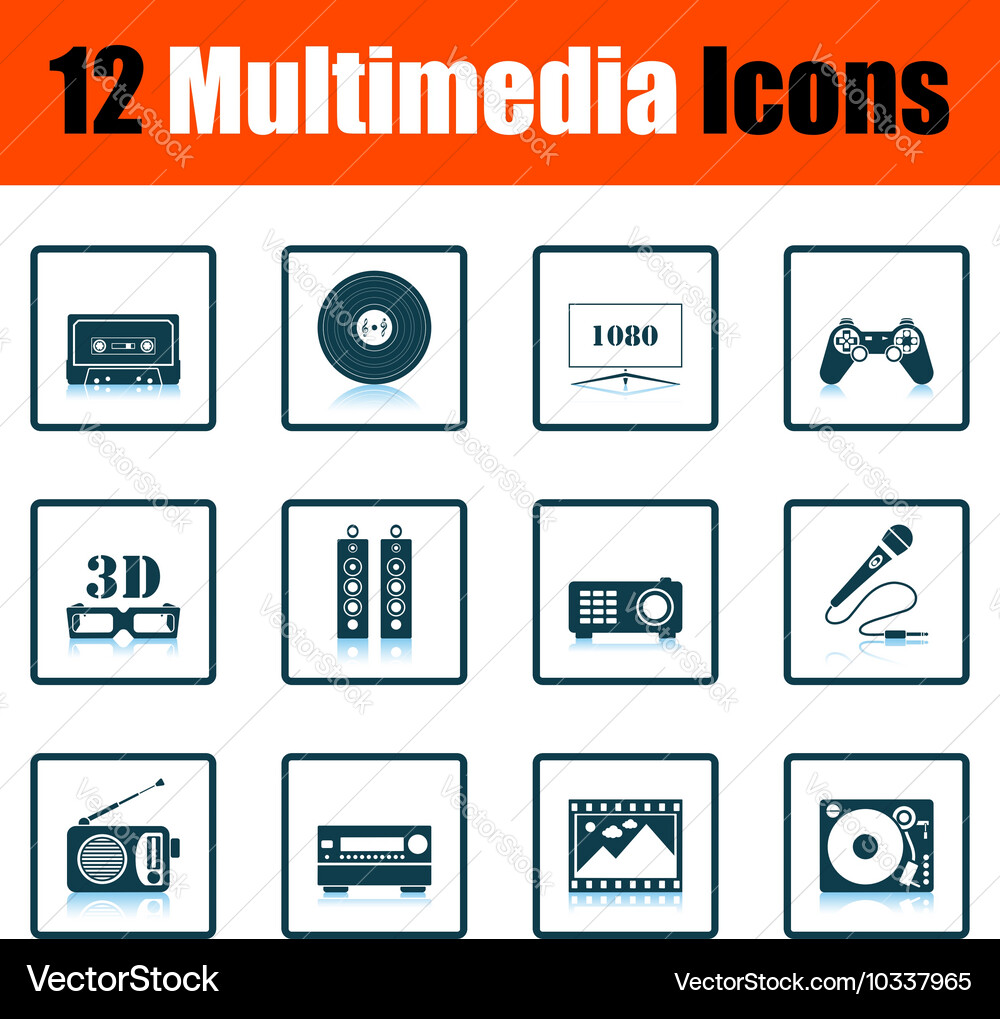 Set of multimedia icons Royalty Free Vector Image