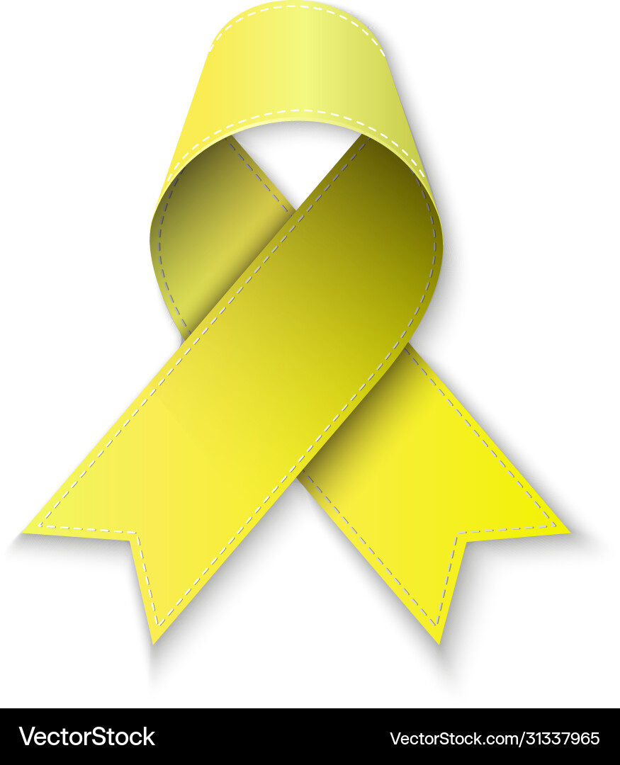 Yellow cancer ribbon on white back Royalty Free Vector Image