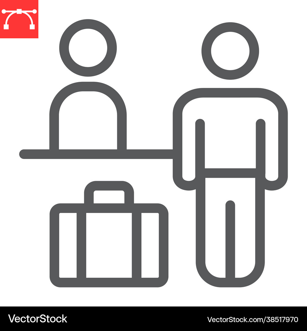 Airport check in line icon Royalty Free Vector Image