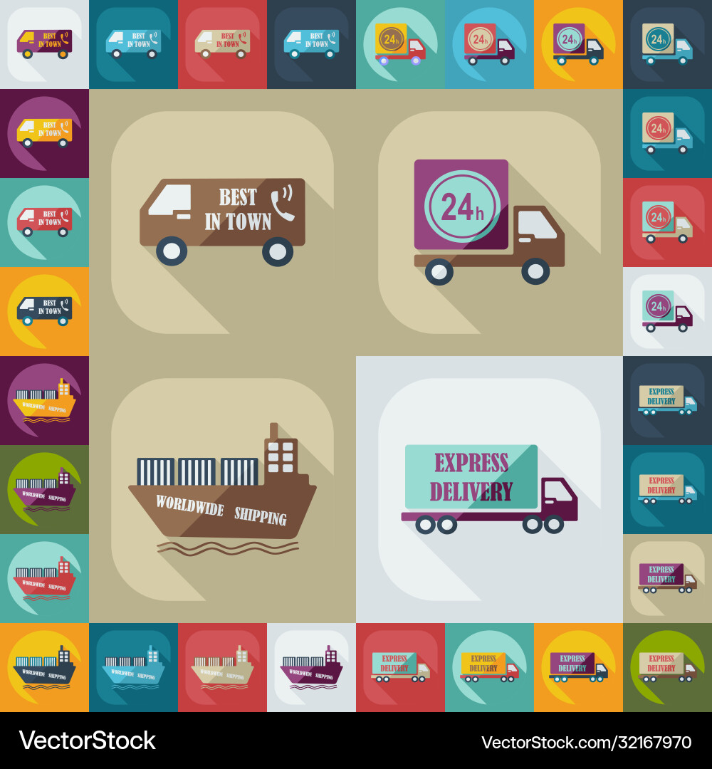 Assembly icons transport delivery set Royalty Free Vector