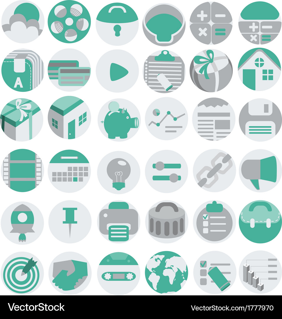 Business flat icons set Royalty Free Vector Image