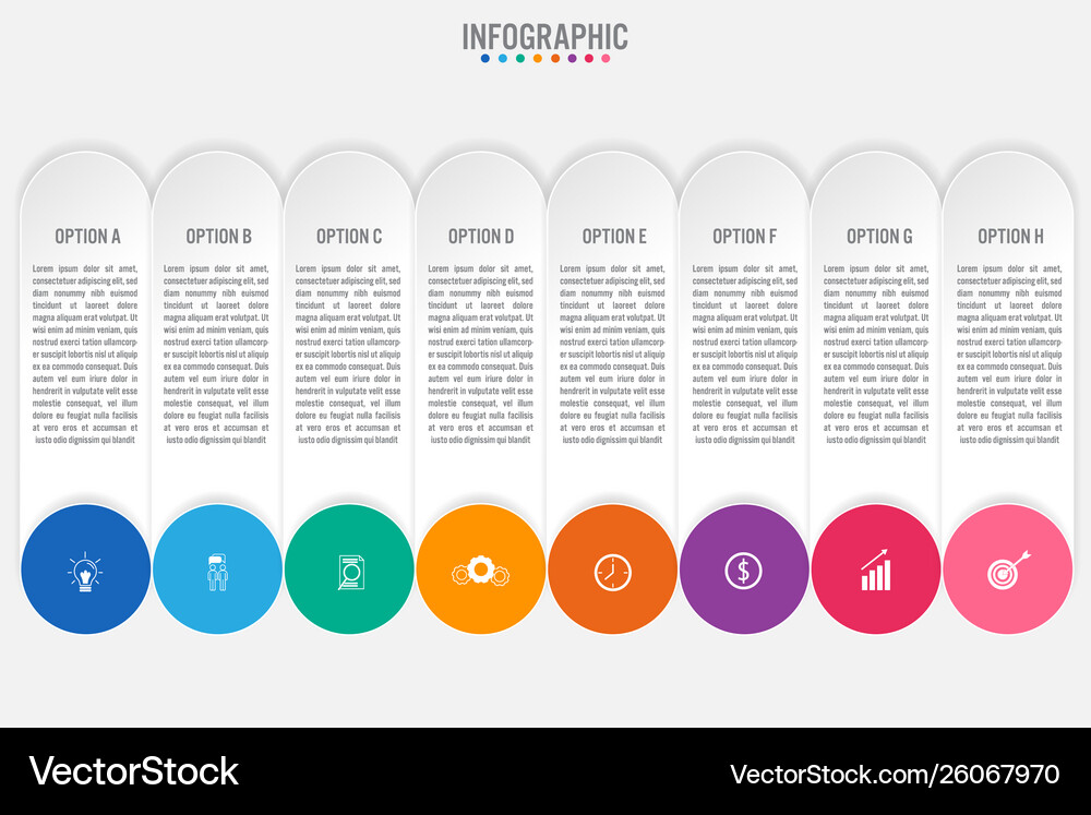 Business infographic labels template with 8 Vector Image