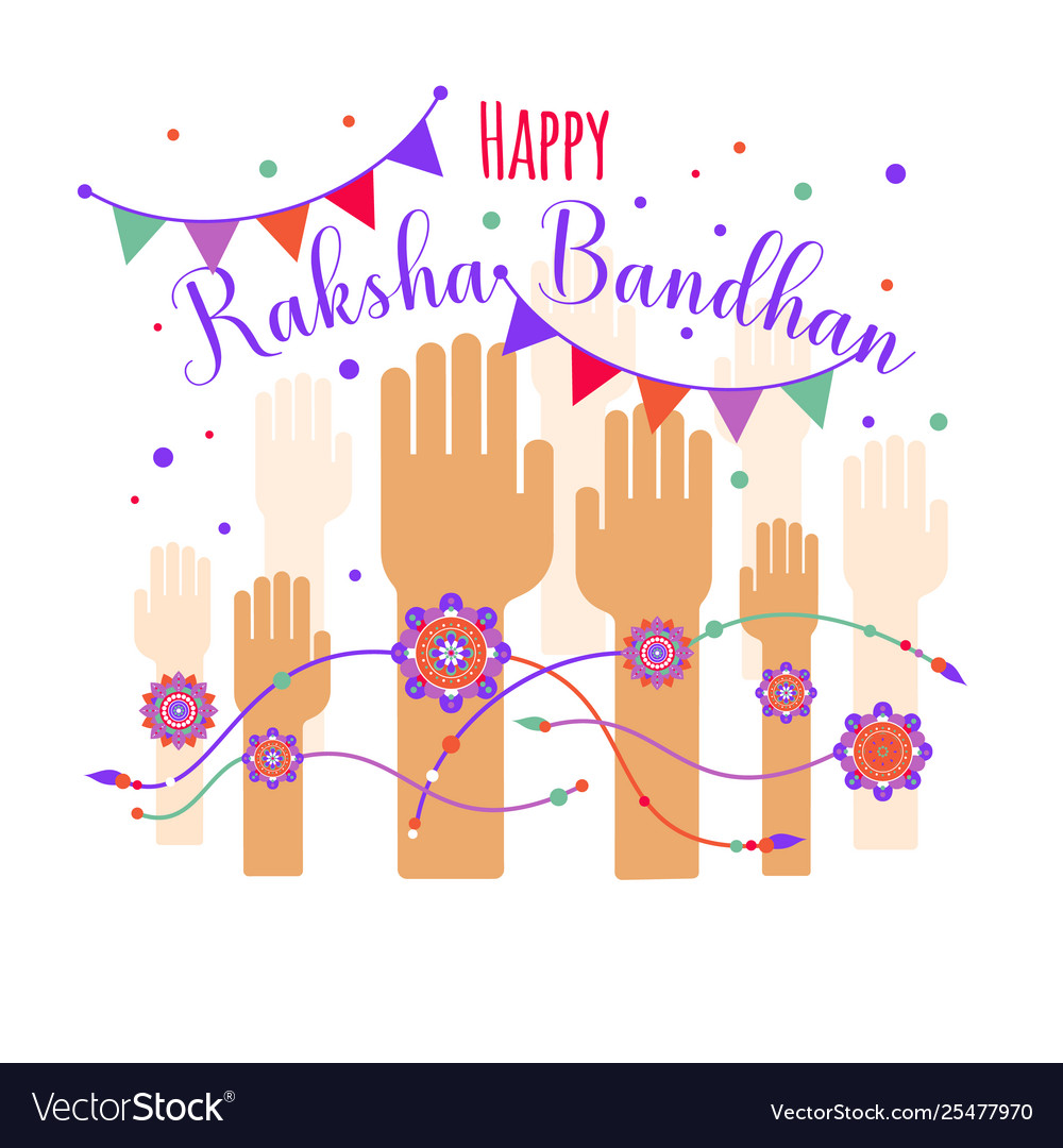 Colorful Rakhi Tied On Hand In Royalty Free Vector Image
