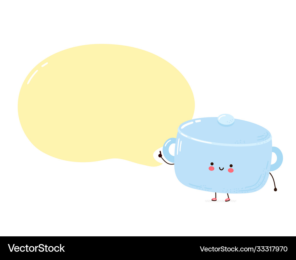 Cute happy cooking pot character Royalty Free Vector Image