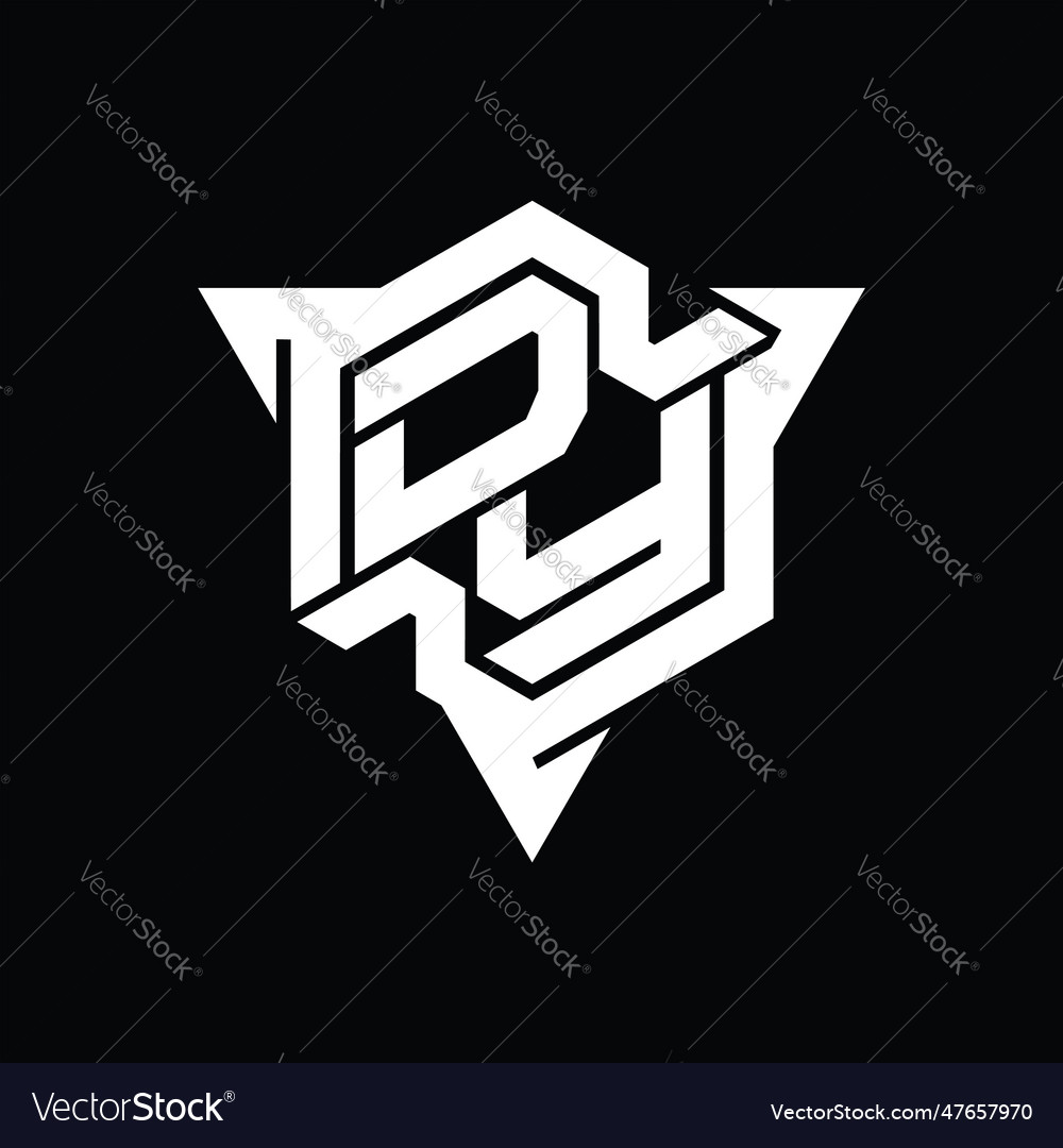 Dy logo monogram hexagon shape with triangle Vector Image