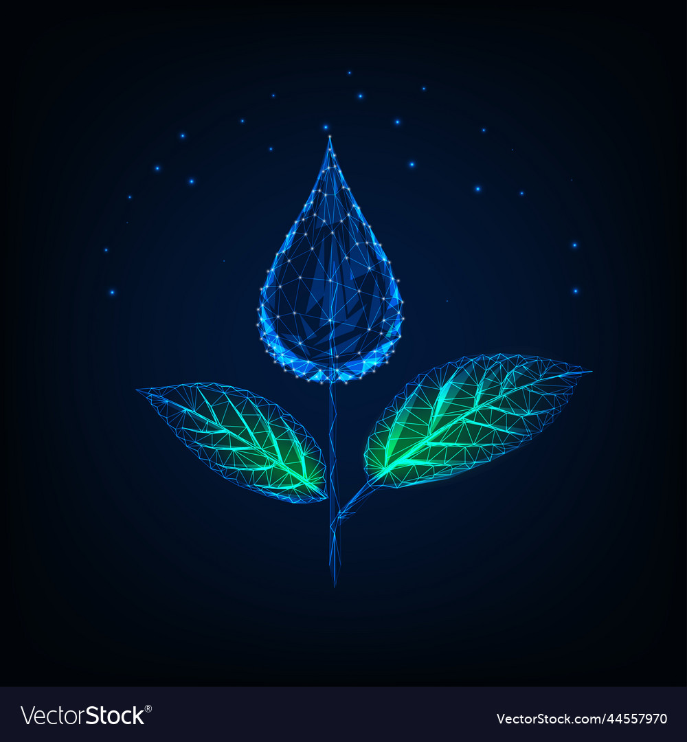 Futuristic glowing low polygonal plant made Vector Image Futuristic glowing low polygonal plant made Vector Image