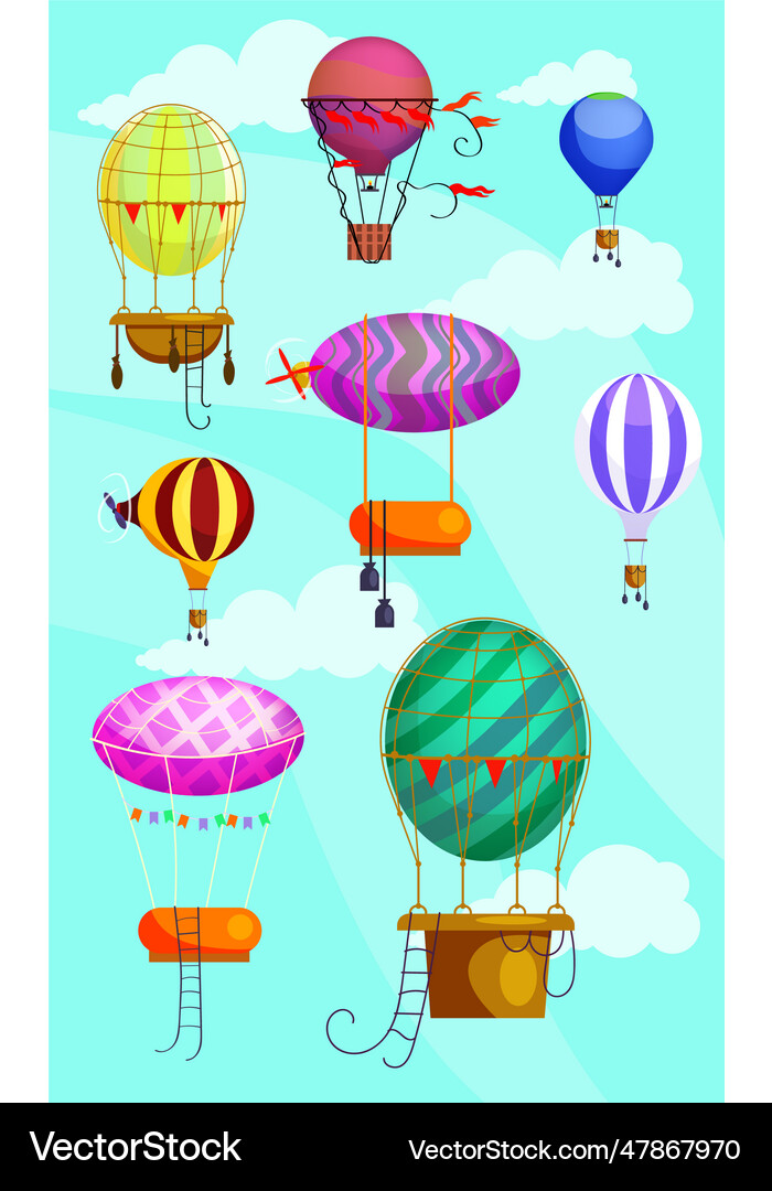 Hot air balloon icons Royalty Free Vector Image