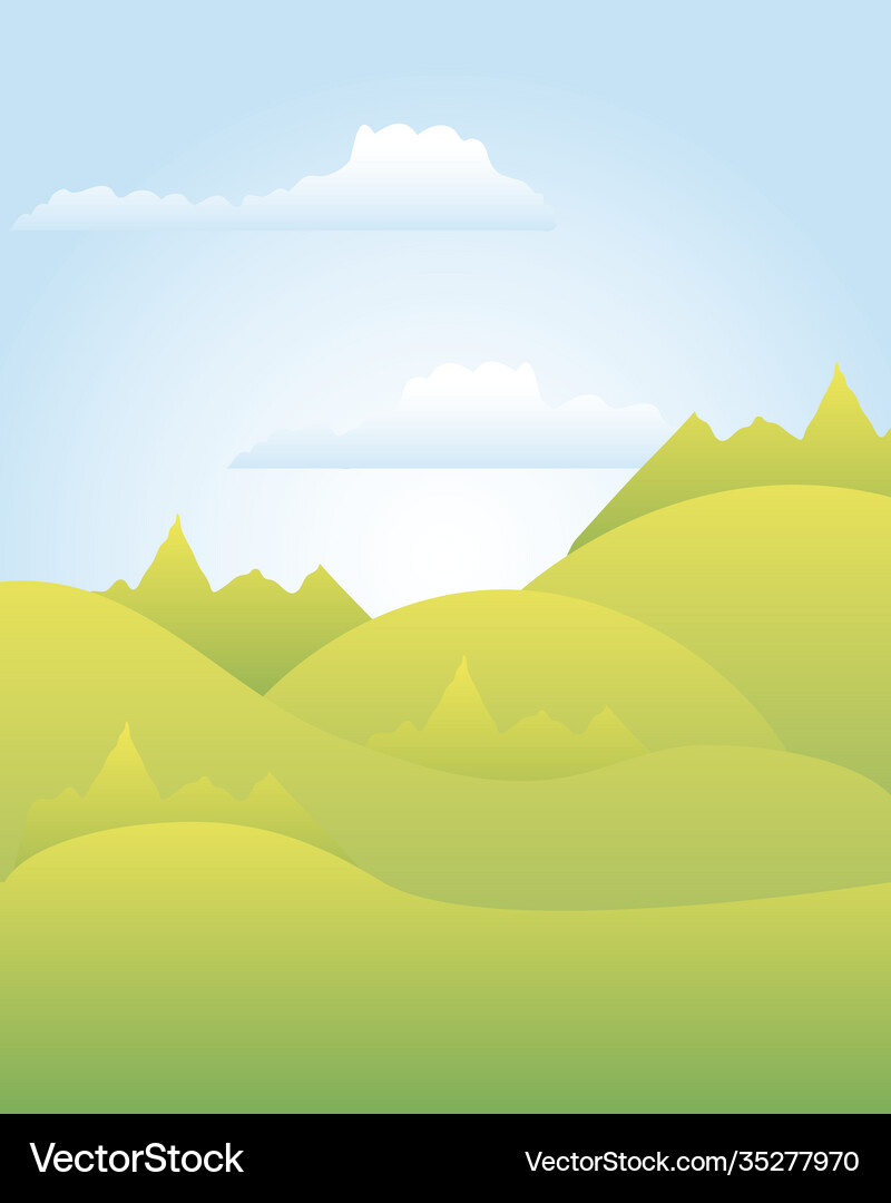 Landscape nature hills and forest trees image Vector Image