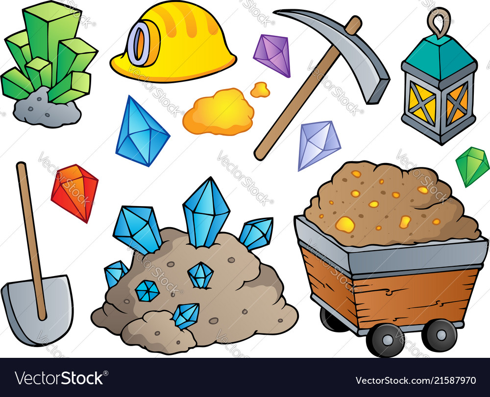 Mining theme collection 1 Royalty Free Vector Image