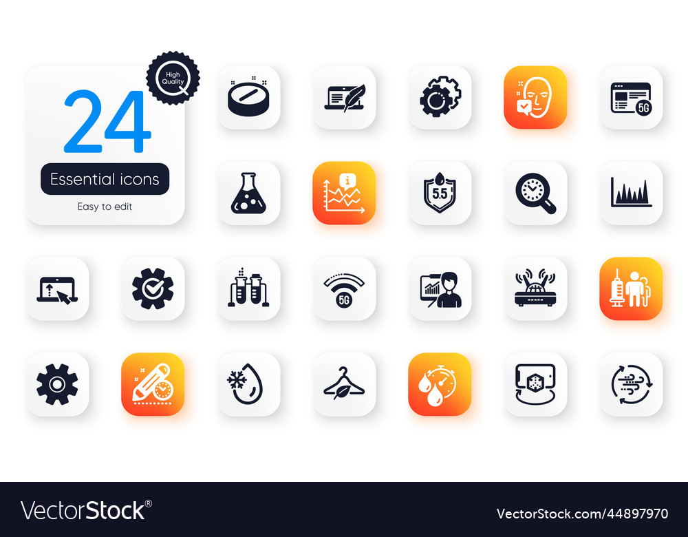 Set of science flat icons chemistry beaker Vector Image