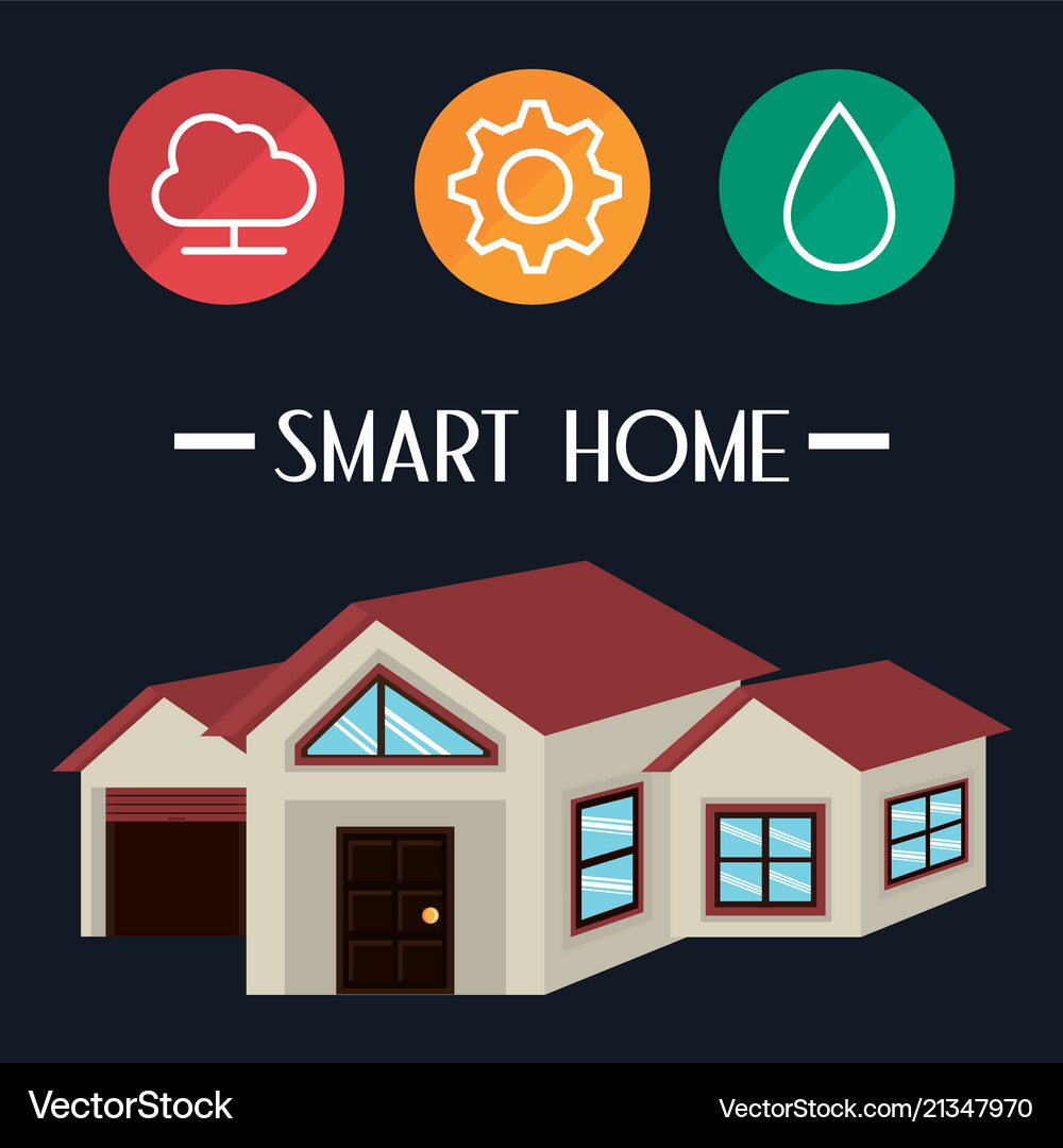 Smart house with set services icons Royalty Free Vector