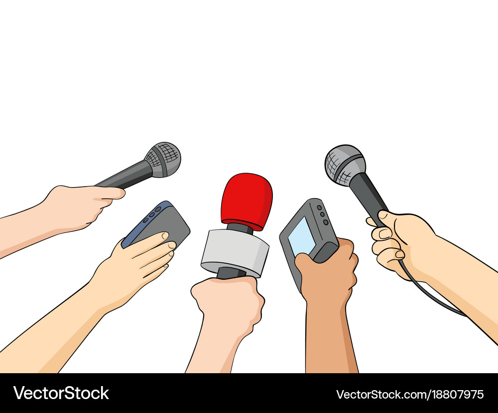 Cartoon of journalists Royalty Free Vector Image