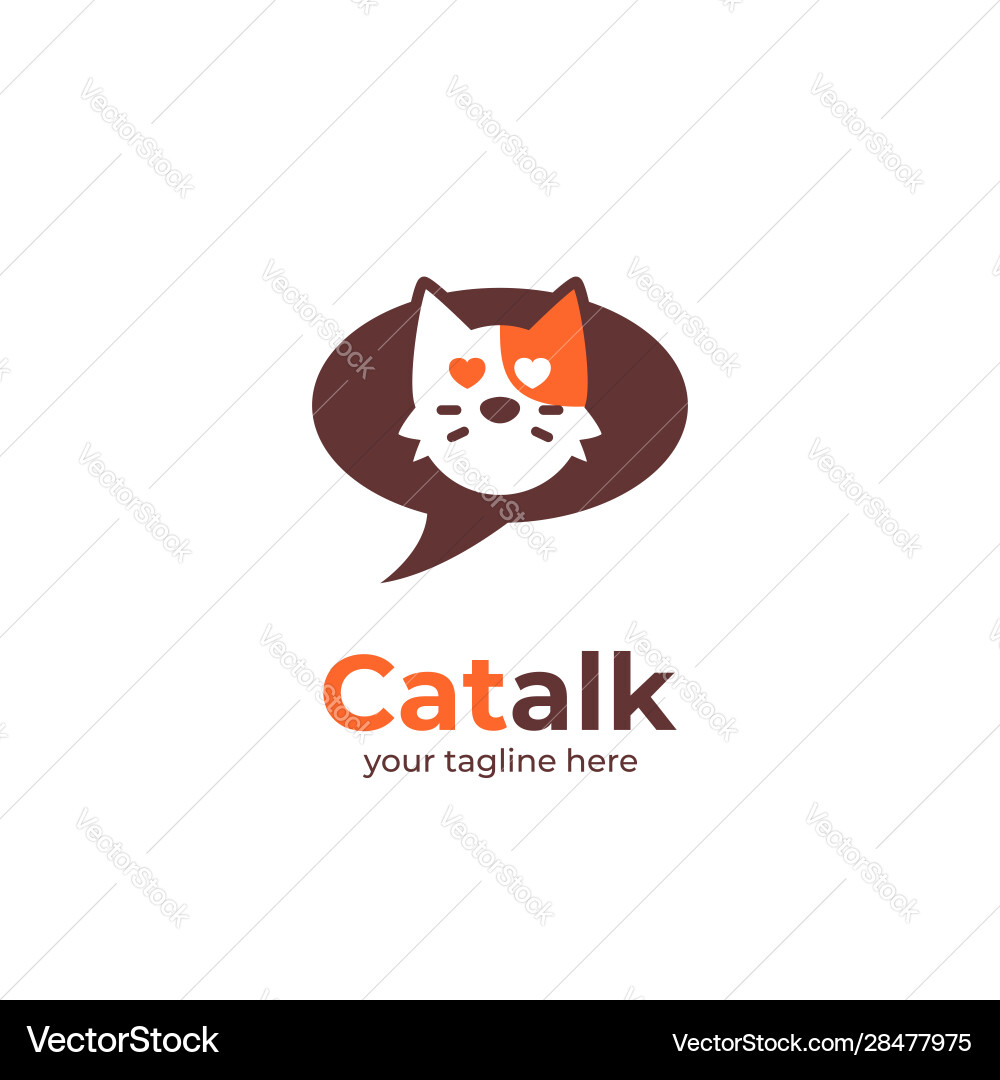 Cat talk logo for forum community or chat app Vector Image