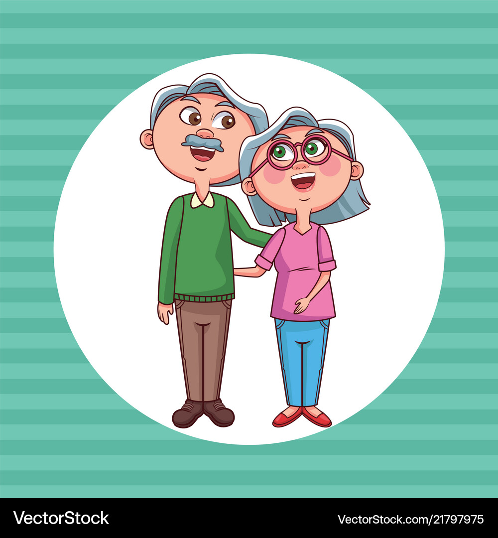 Cute grandparents cartoon Royalty Free Vector Image
