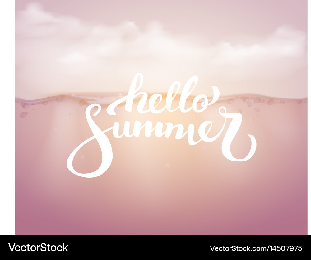 Hello summer on the sea background brush Vector Image