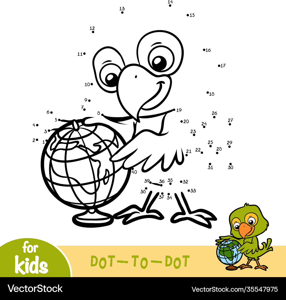 Numbers game education for children parrot Vector Image